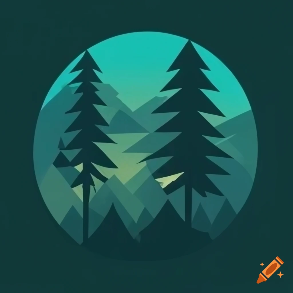 Geometric forest t-shirt design on Craiyon