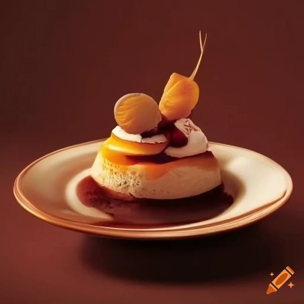 Gastronomic dessert with a desert landscape theme on Craiyon