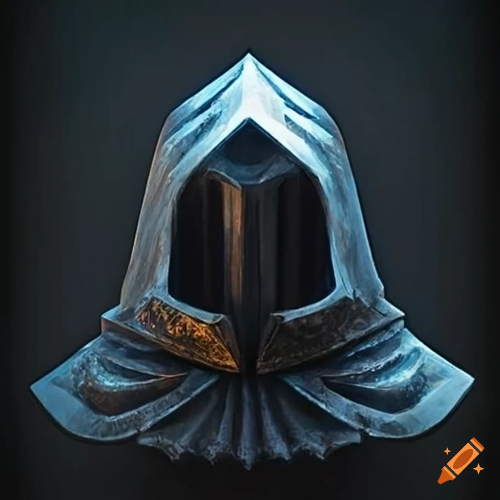 Legendary fantasy empty cowl with detailed medieval style, front view ...