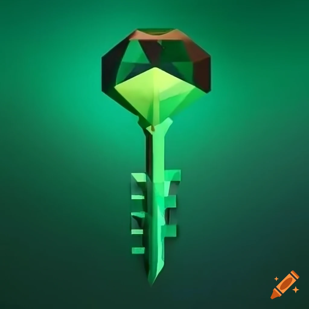 Angular green emerald key on Craiyon