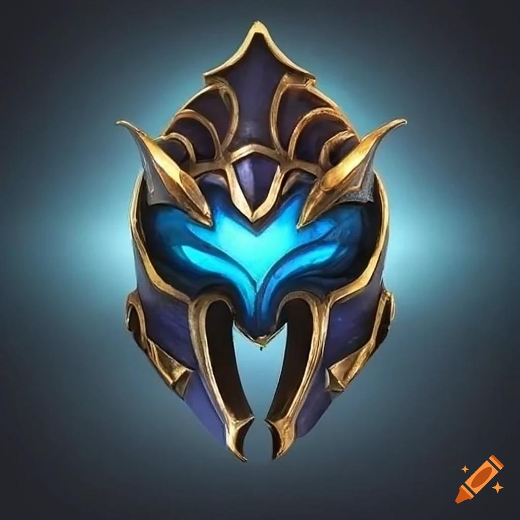 Front view of a heavy magic fantasy helmet on Craiyon