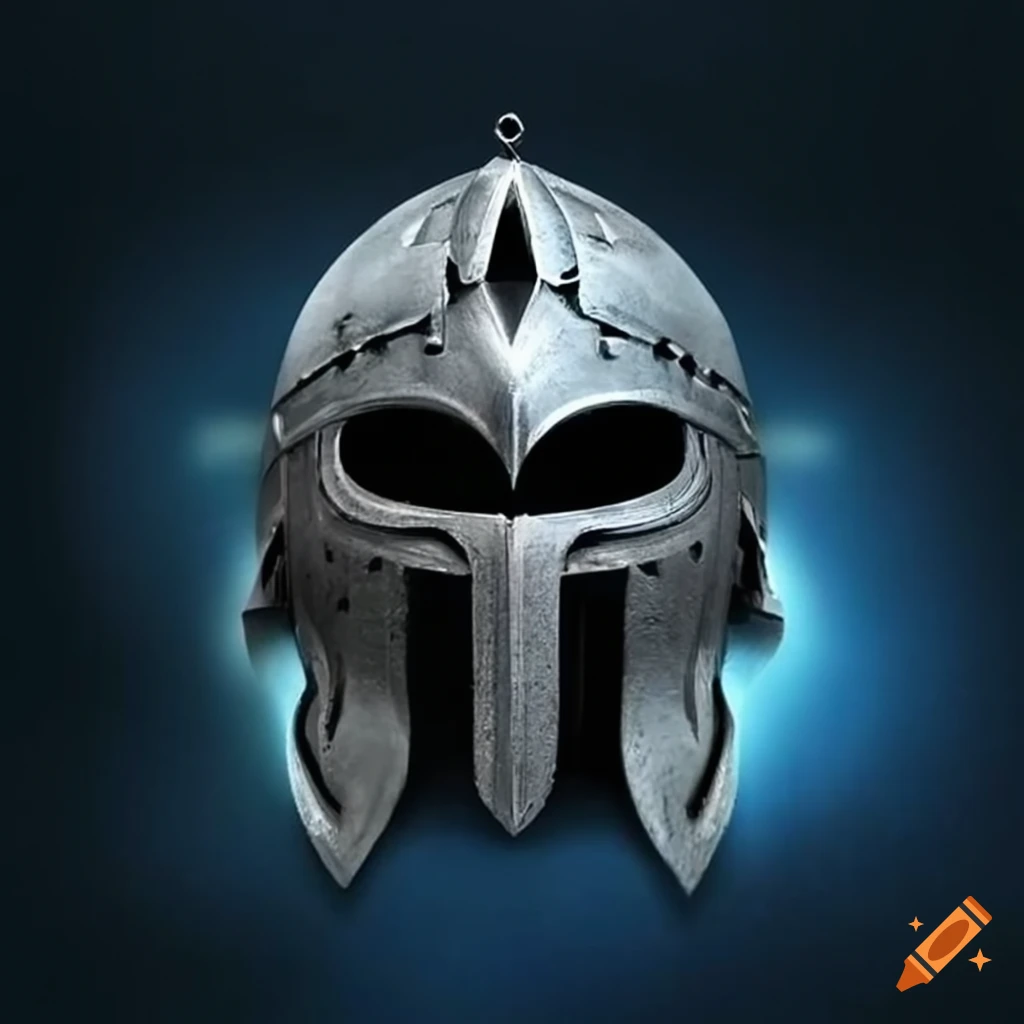 Detailed front view of a light magical fantasy open helmet on Craiyon