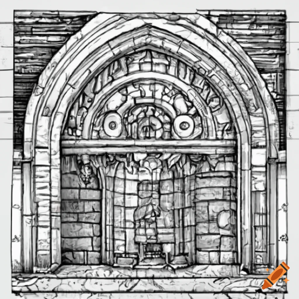 Detailed medieval mechanical portal ink drawing in dürer style on Craiyon