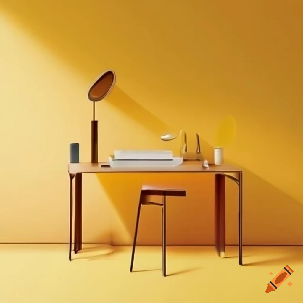 Minimalistic Interior Design With Biologic Elements And Yellow Accent Color On Craiyon 
