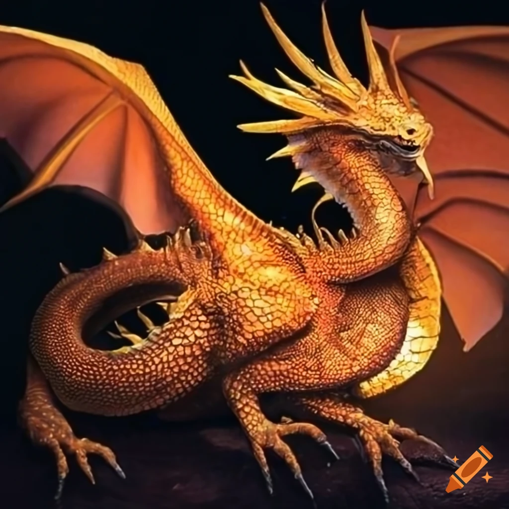 Arcturus orange gold dragon on Craiyon