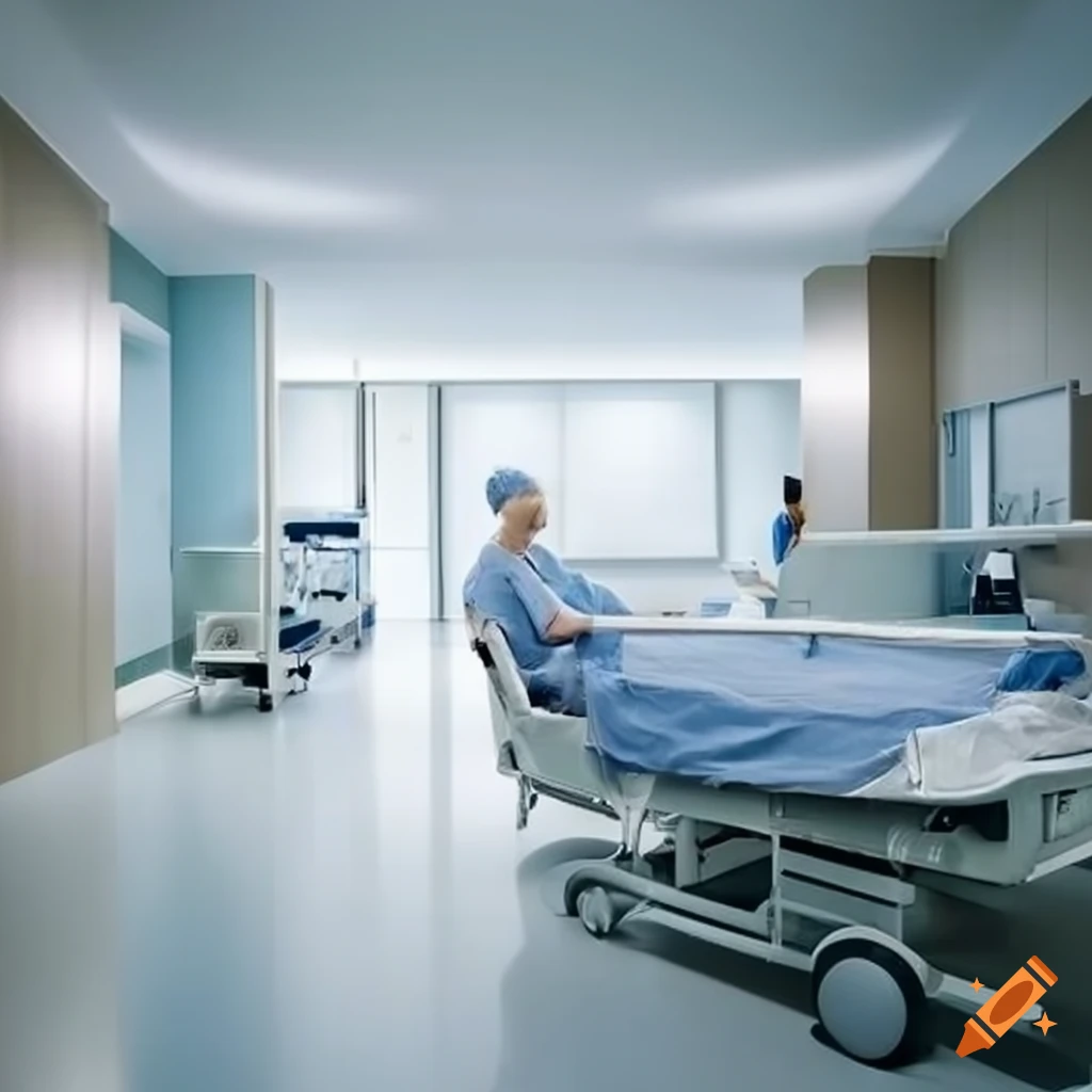 Modern hospital room with doctors and patients in sharp focus on Craiyon
