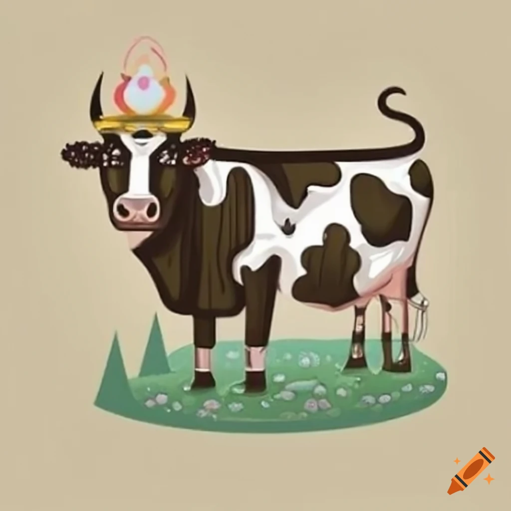 Regal cow with tiara among pine trees on Craiyon