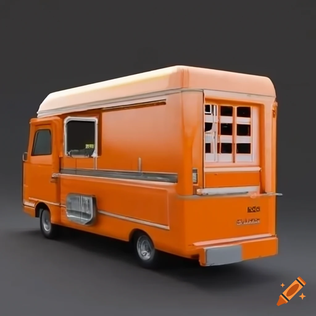 Food truck with an orange color scheme on Craiyon