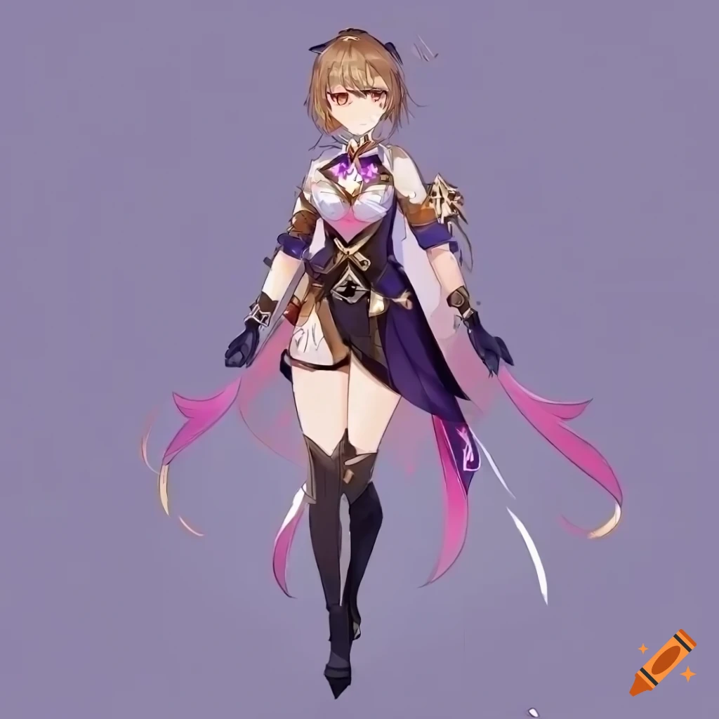Genshin Impact woman in detailed outfit with pink accents and light ...