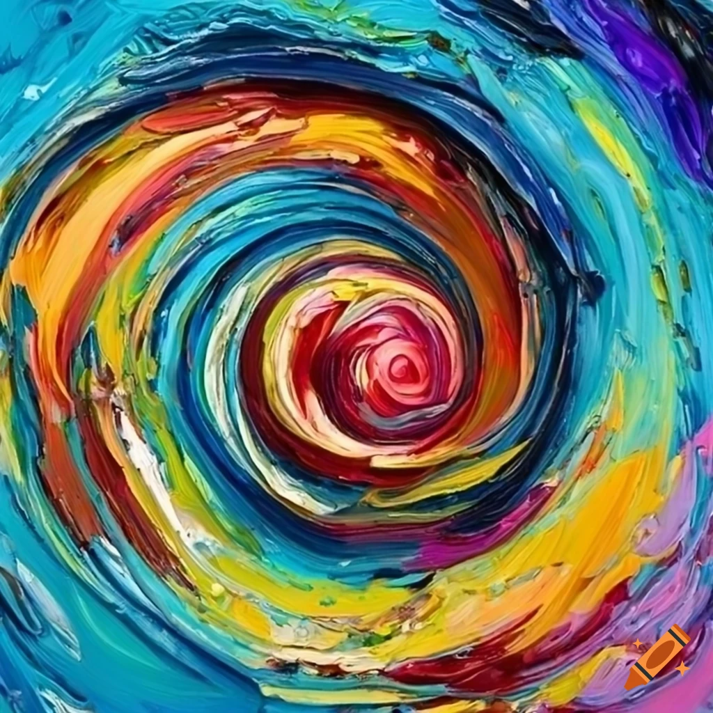 Abstract impasto multicolored swirl art on Craiyon