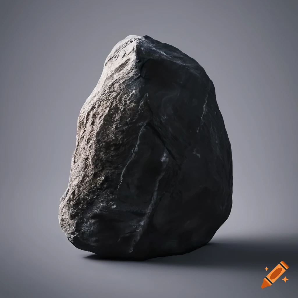 Black rock boulder in a dark setting on Craiyon