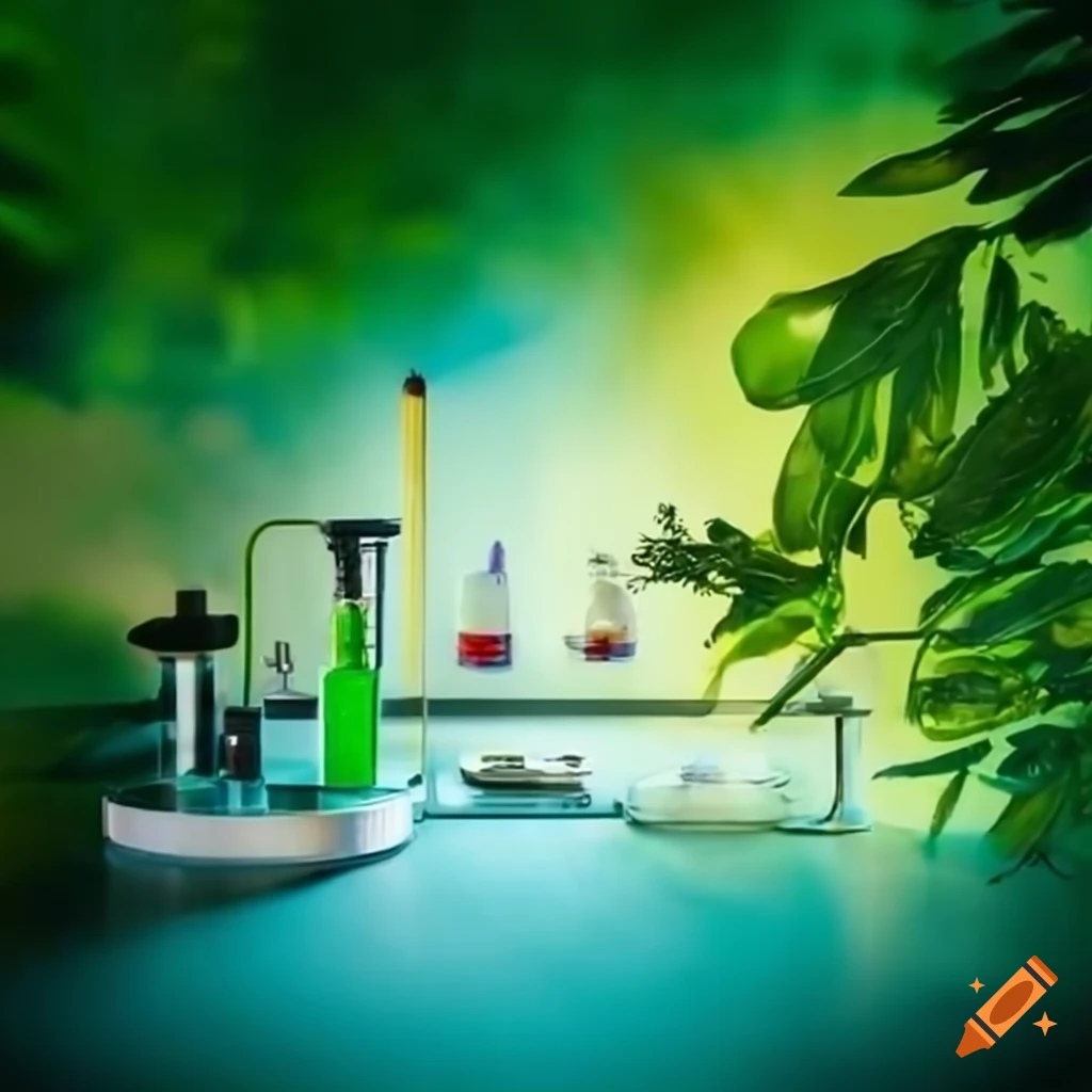 Pharmaceutical lab with electricity in a natural setting on Craiyon