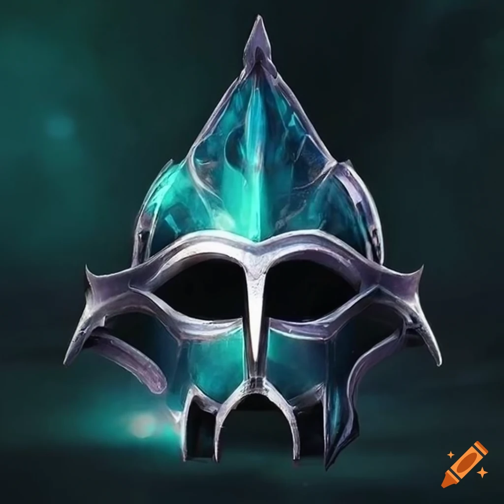 Light magical fantasy open helmet detailed front view on Craiyon