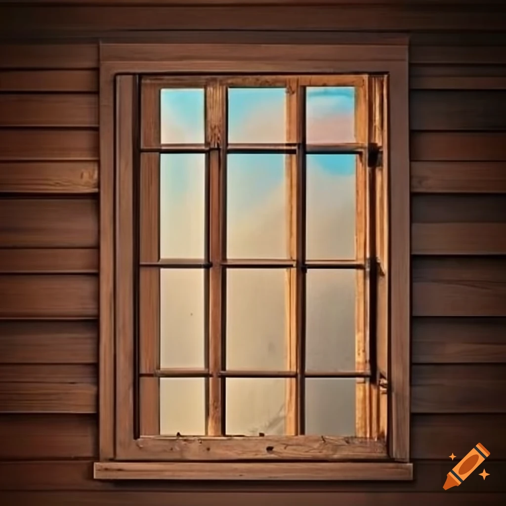 Wooden wall with a window on Craiyon