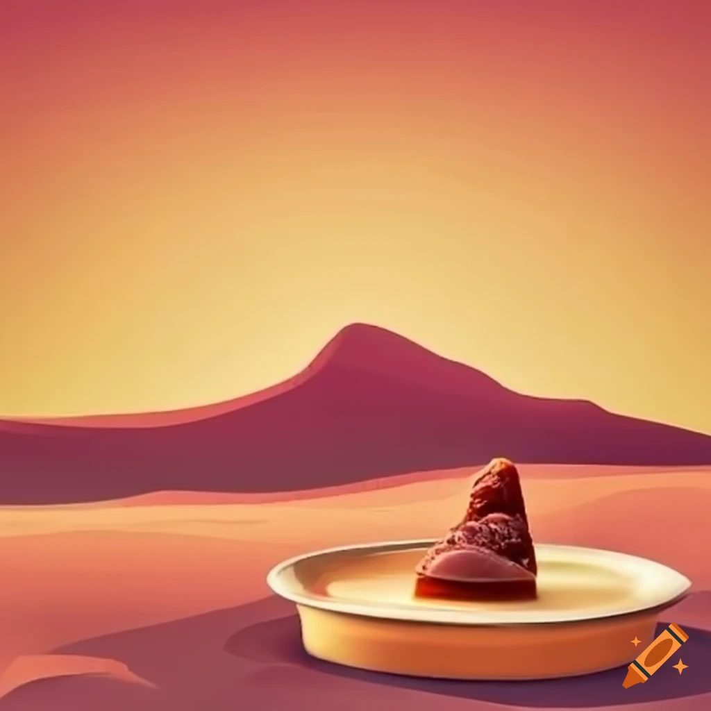 Gastronomic dessert inspired by a desert landscape on Craiyon