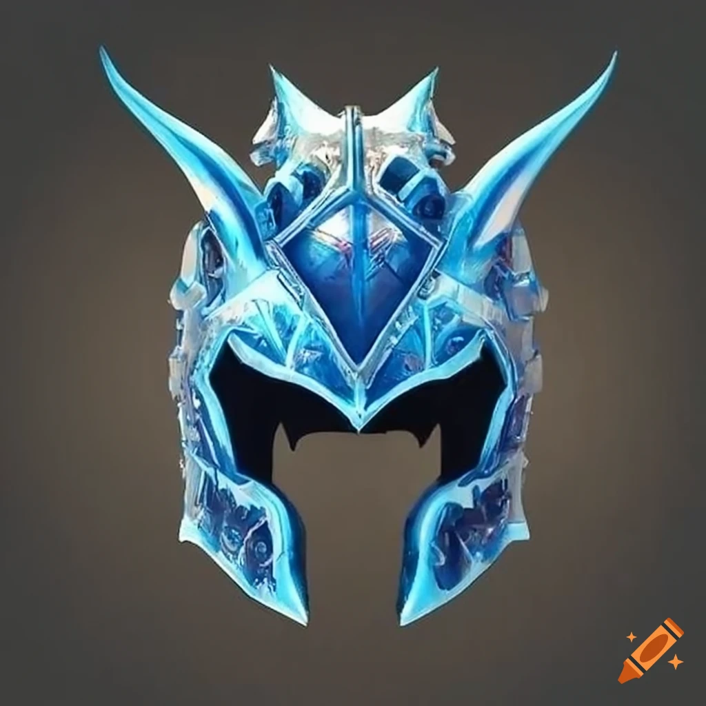 Front view of a heavy magic fantasy helmet on Craiyon