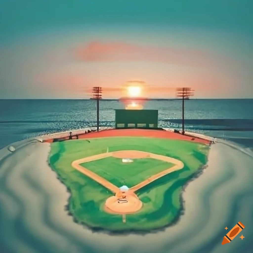 Baseball stadium by the beach on Craiyon