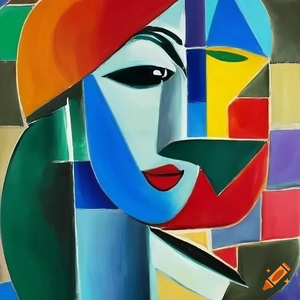 Picasso cubistic woman portrait on Craiyon