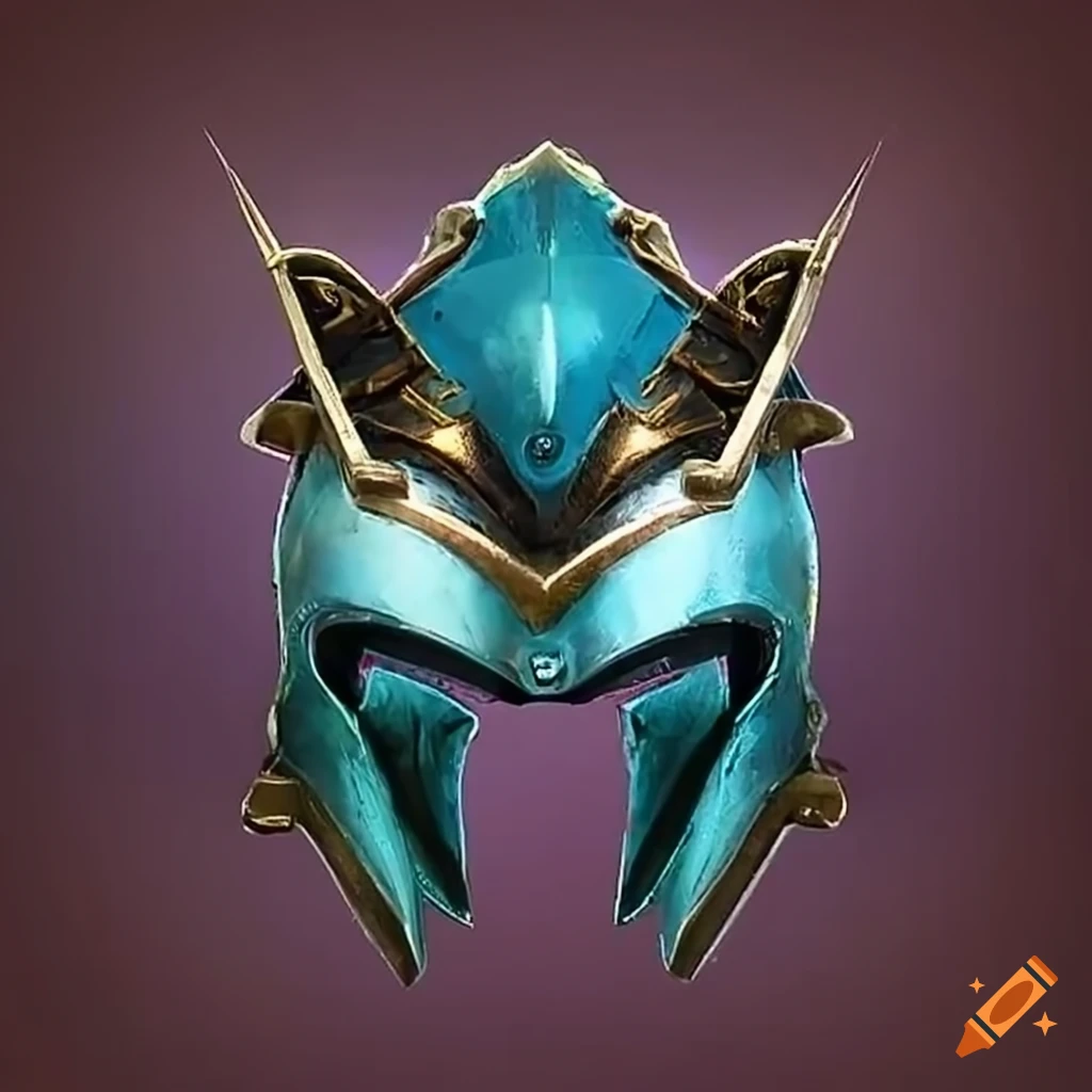 Front view of a heavy fantasy magic helmet on Craiyon