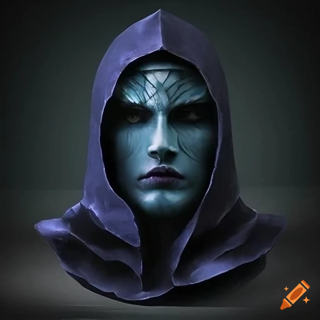 Detailed front view of a magical fantasy empty cowl in medieval style ...