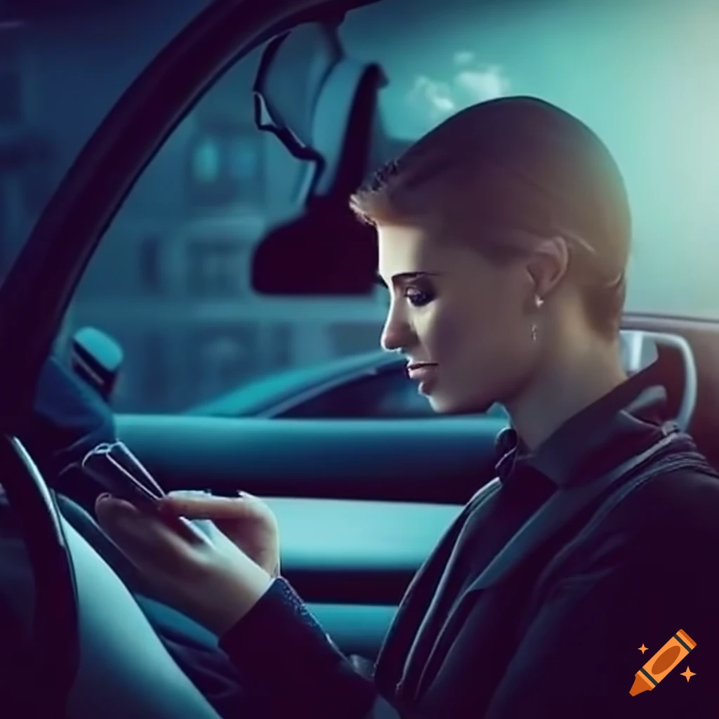 Person texting while driving on Craiyon