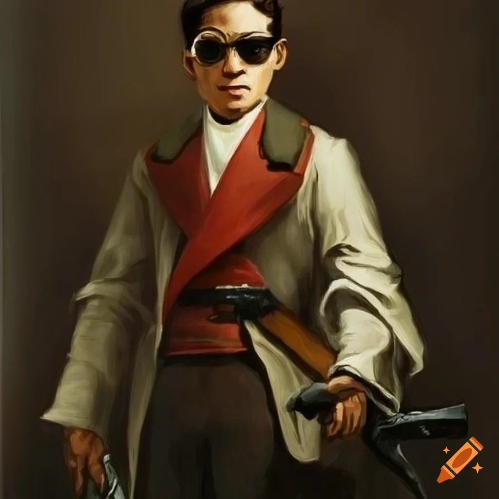 Jose Rizal with sunglasses and a musket on Craiyon