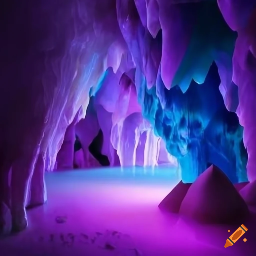 Pink and light purple crystal cave on Craiyon
