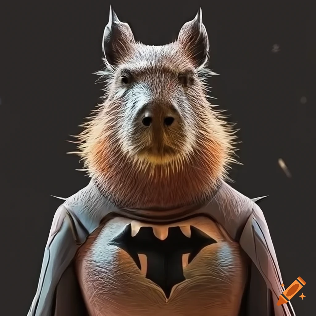 Capybara wearing a batman suit on Craiyon
