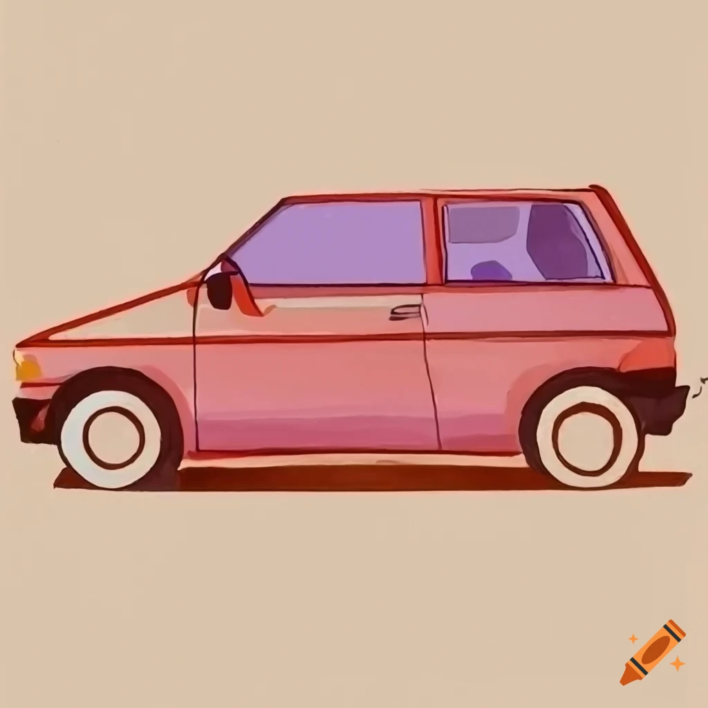 Close up painting of a 1980's boxy sports car in Tokyo with pastel ...