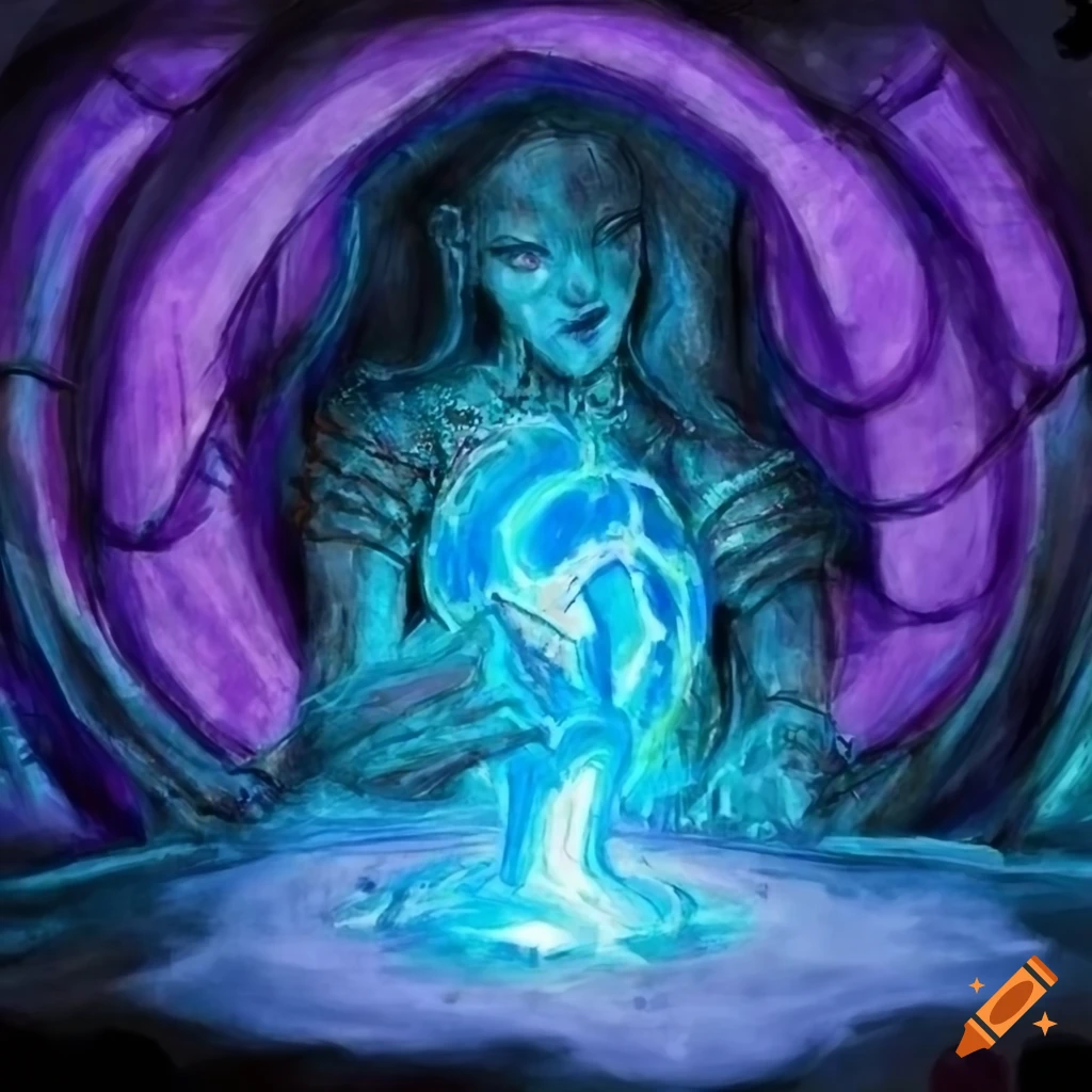 Blue time spell in mtg fantasy art on Craiyon