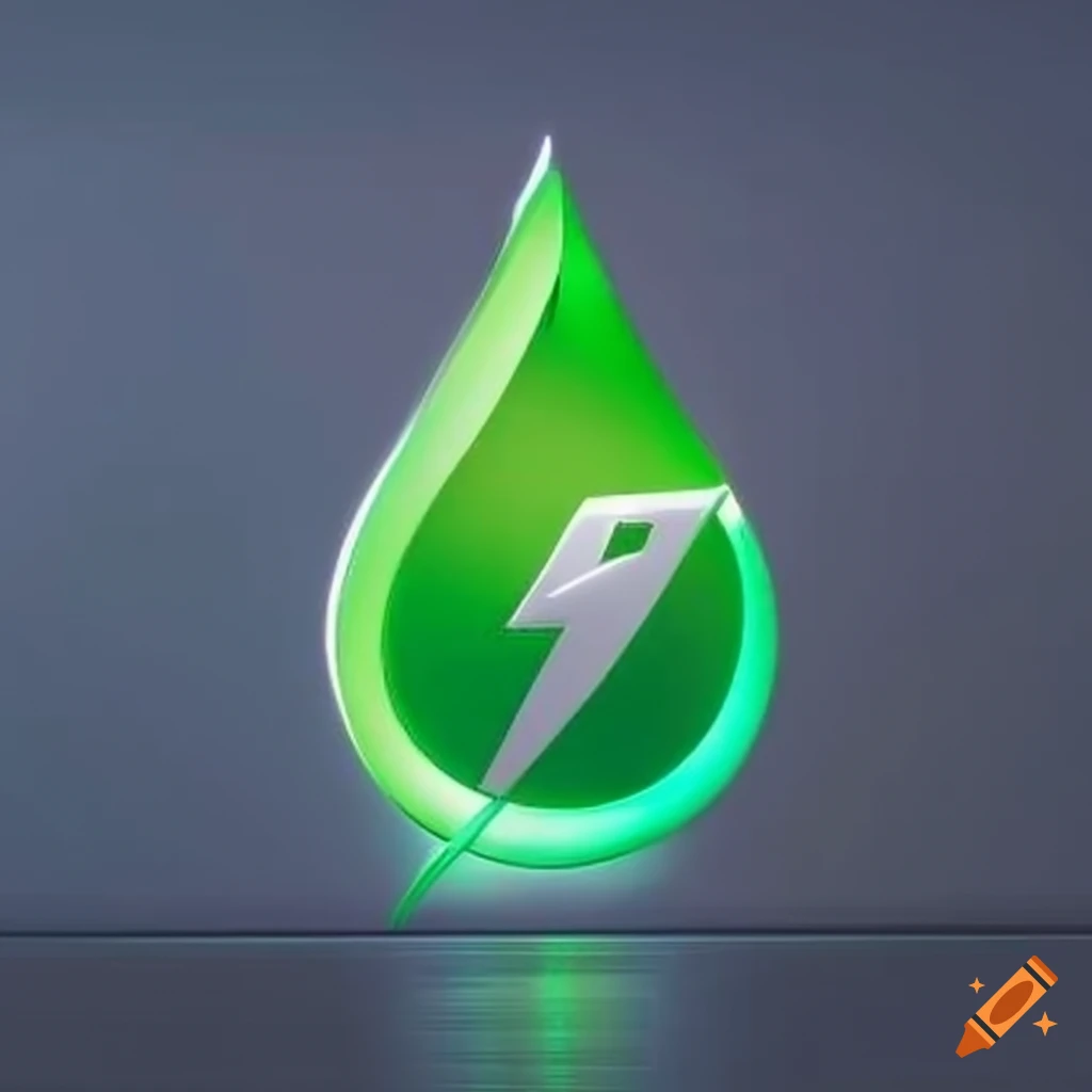 Gas station green logo with oil drop and lightning symbol on Craiyon
