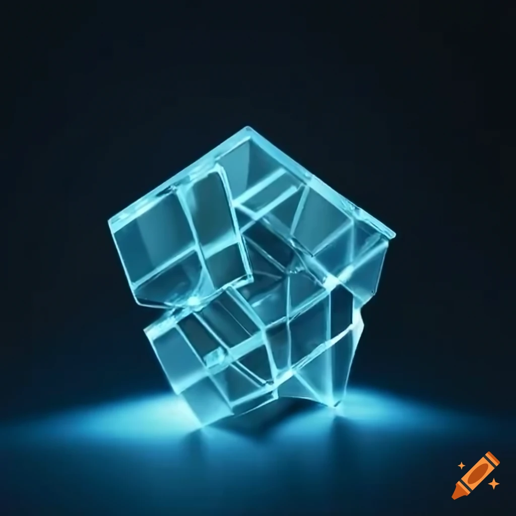 Transparent rubik's cube illuminated by light on Craiyon