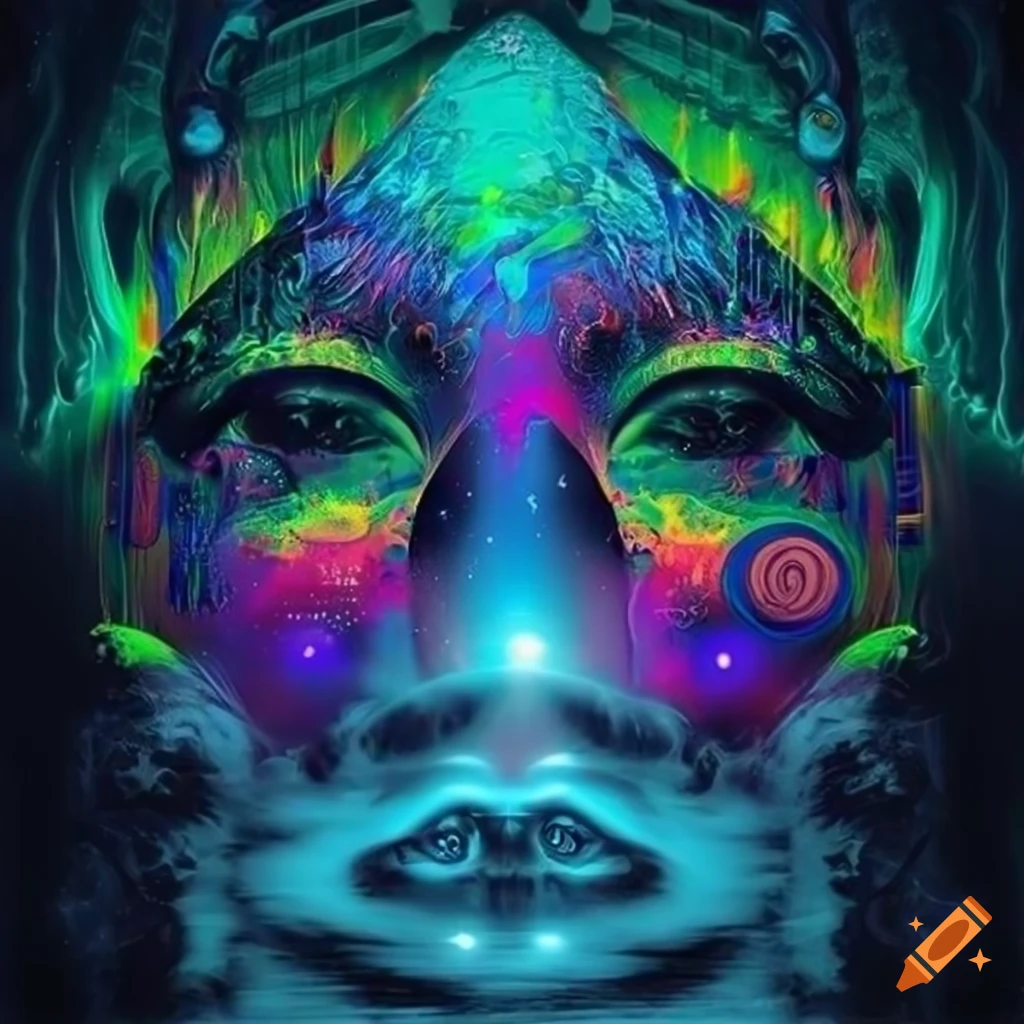 Psychedelic techno trance festival poster inspired by space on Craiyon