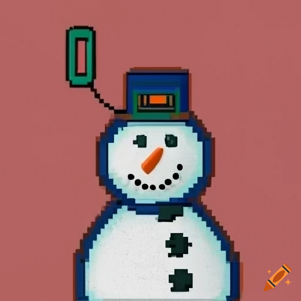 Snowman with headphones in digital art style on Craiyon