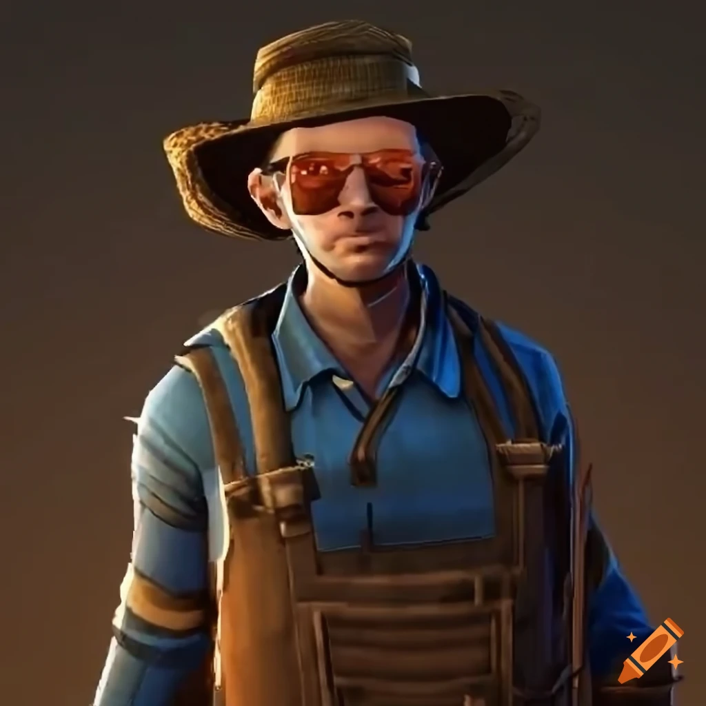 Character farming in Rust game with blue farmer outfit and sunglasses ...