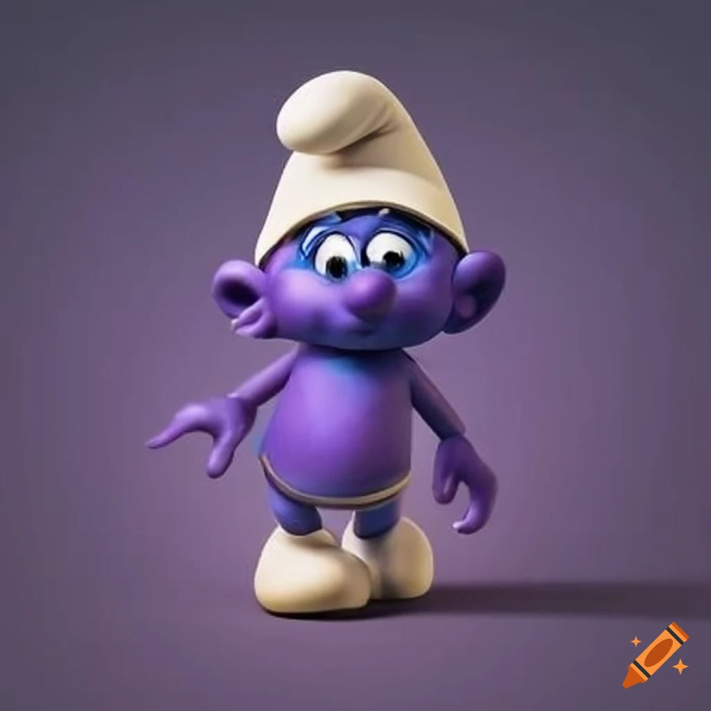 Purple smurfs in a colorful village on Craiyon