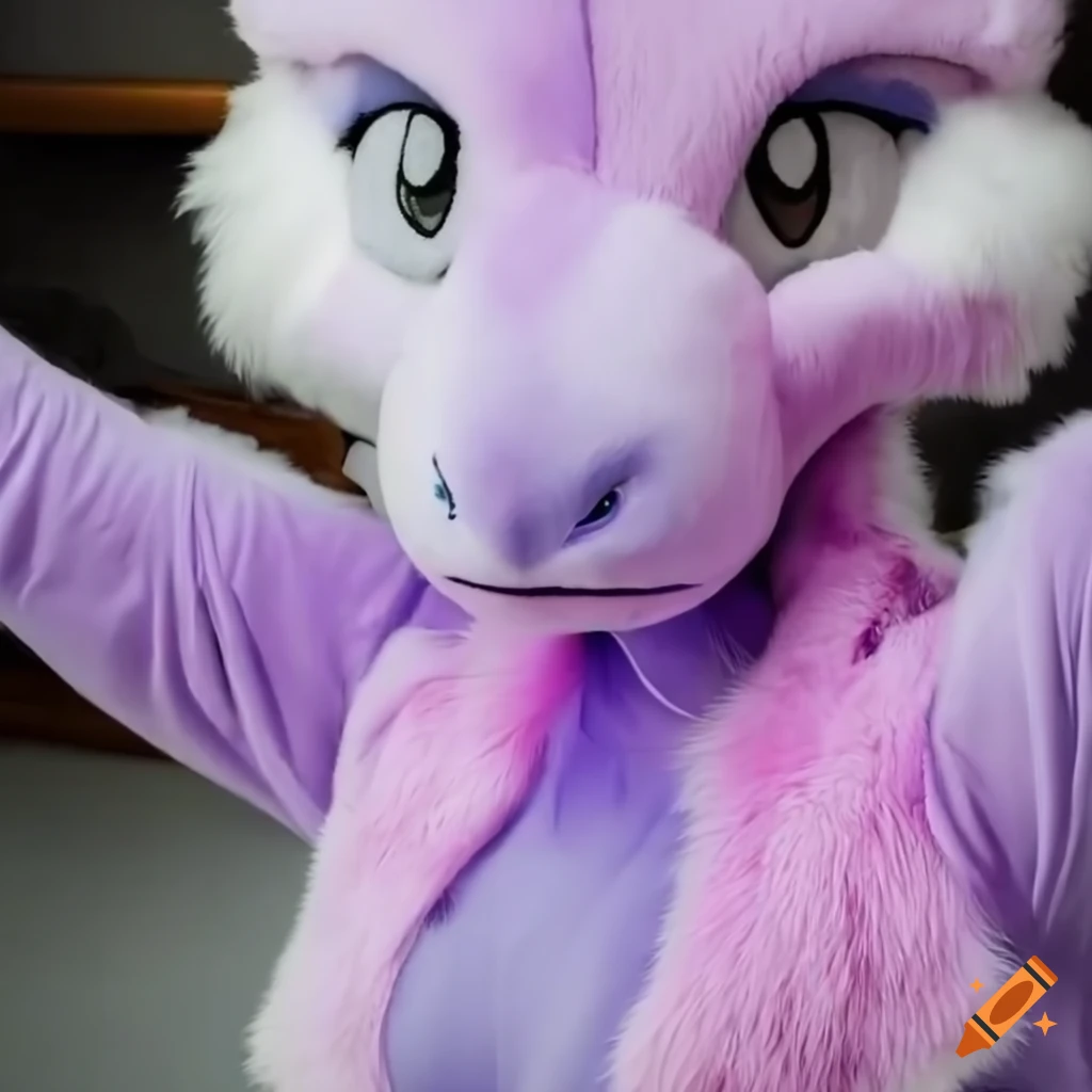 Close up of nurse in Mewtwo fursuit at hospital on Craiyon