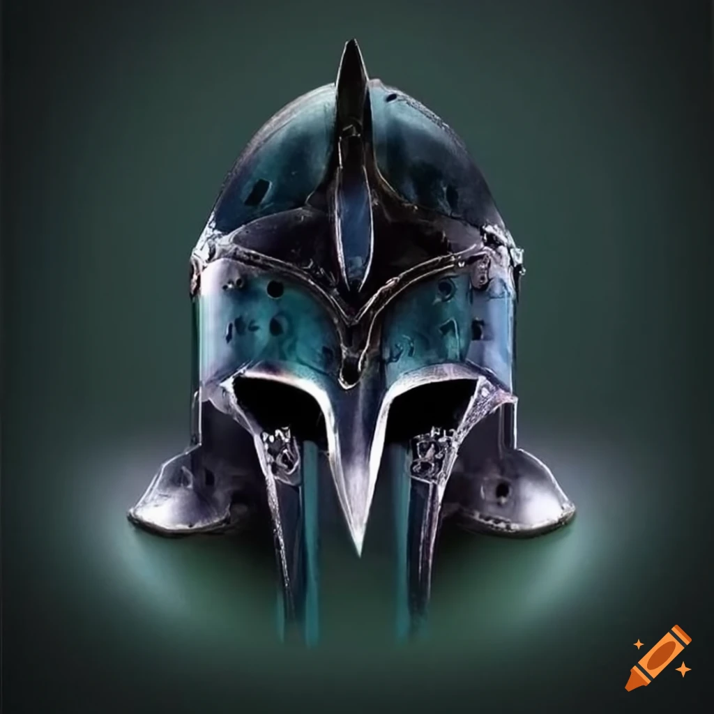 Light magical fantasy open steel helmet front view on Craiyon