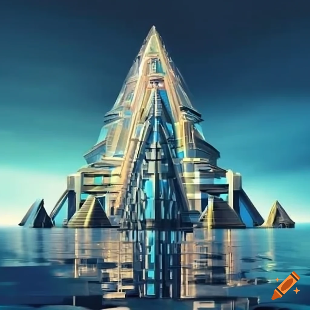 Futuristic pyramid metropolis on Craiyon