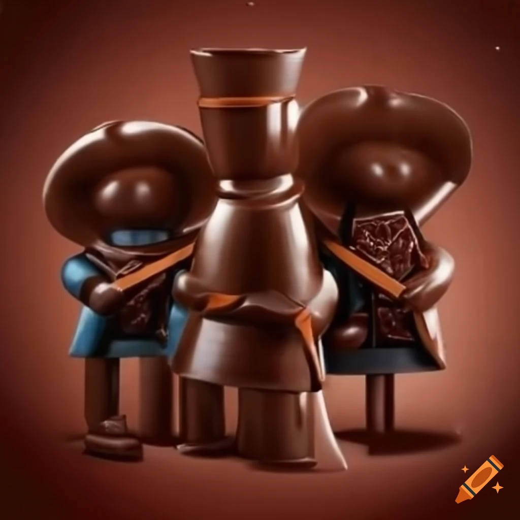 Three chocolate musketeers on Craiyon