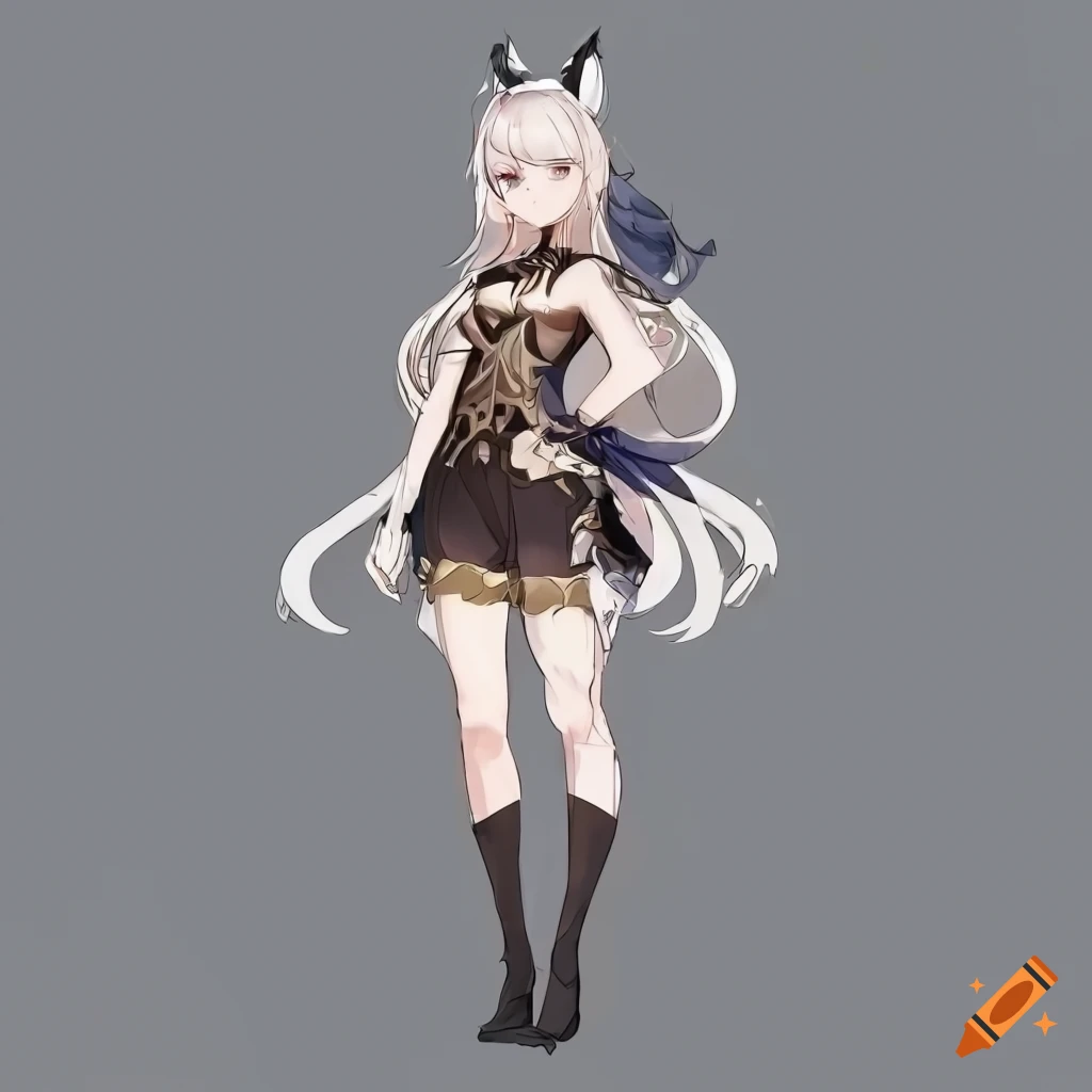 Detailed anime female character design with intricate outfit on Craiyon