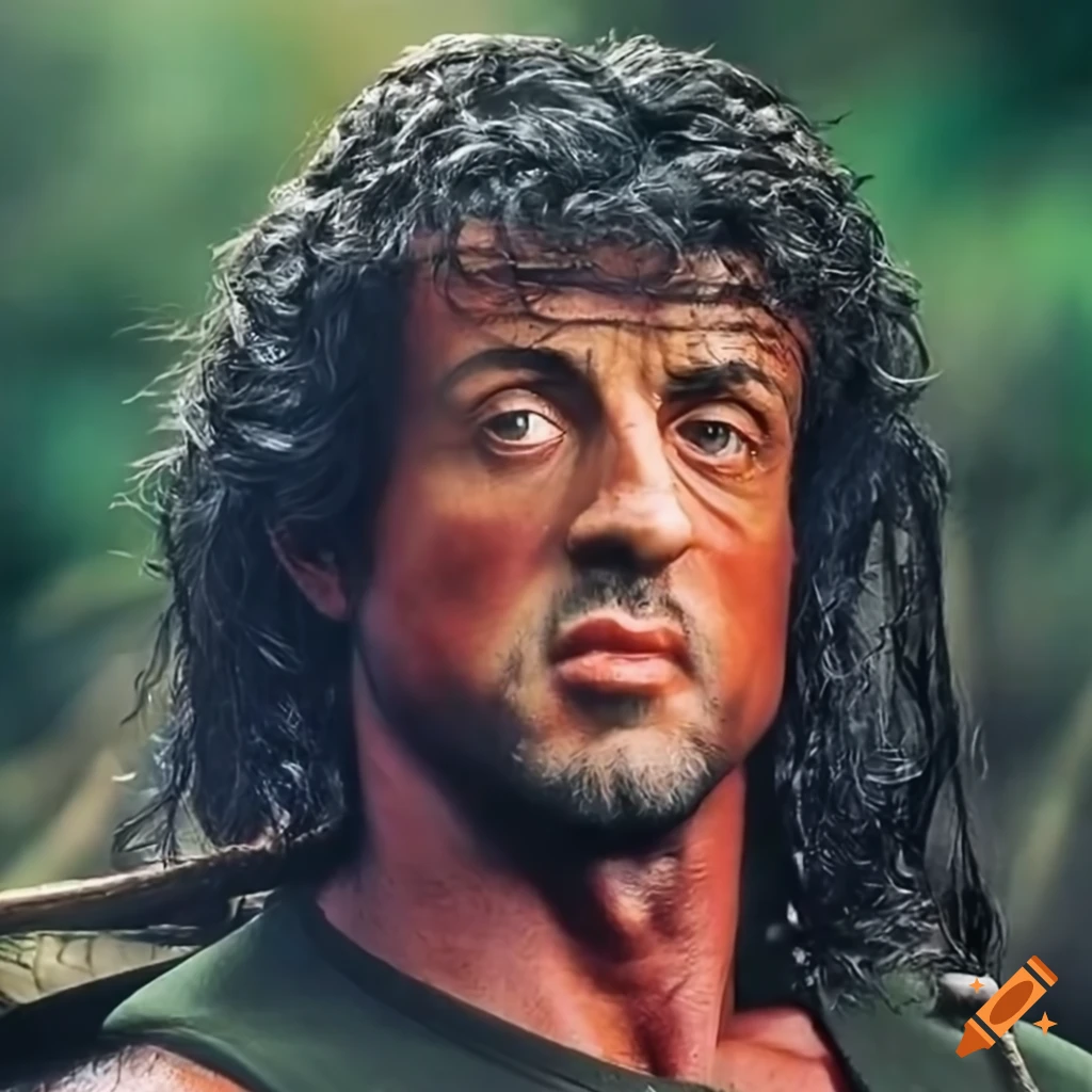 Sylvester stallone as john rambo in the jungle on Craiyon
