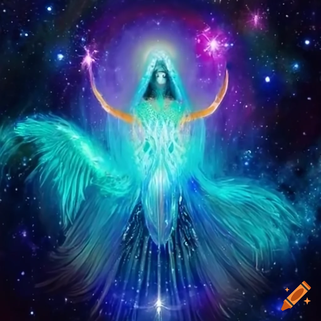 Singing starlight ritual with a galactic phoenix in a celestial setting ...