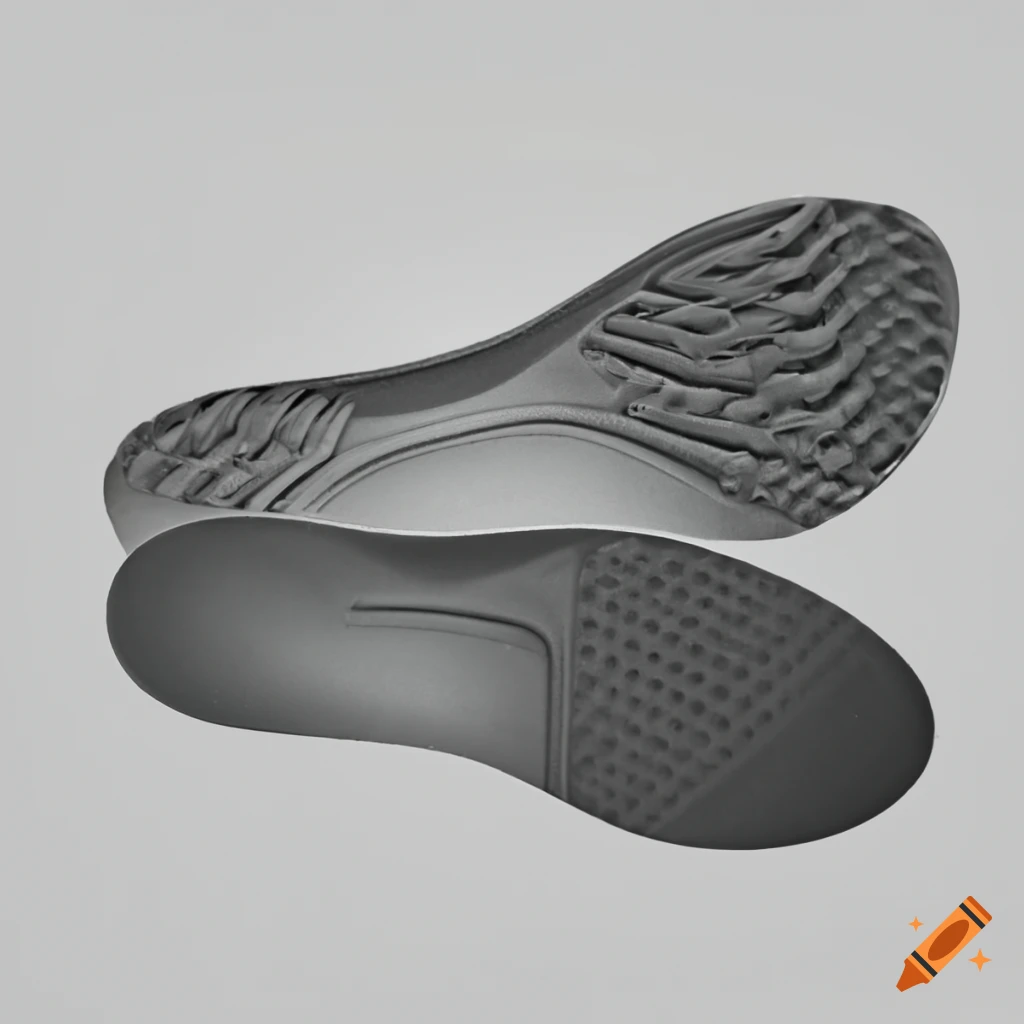 Grey plastic hard case shoe insole top/side view on Craiyon