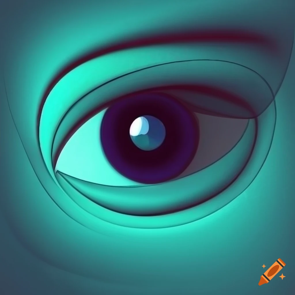 Abstract eye in teal cubism style digital art on Craiyon