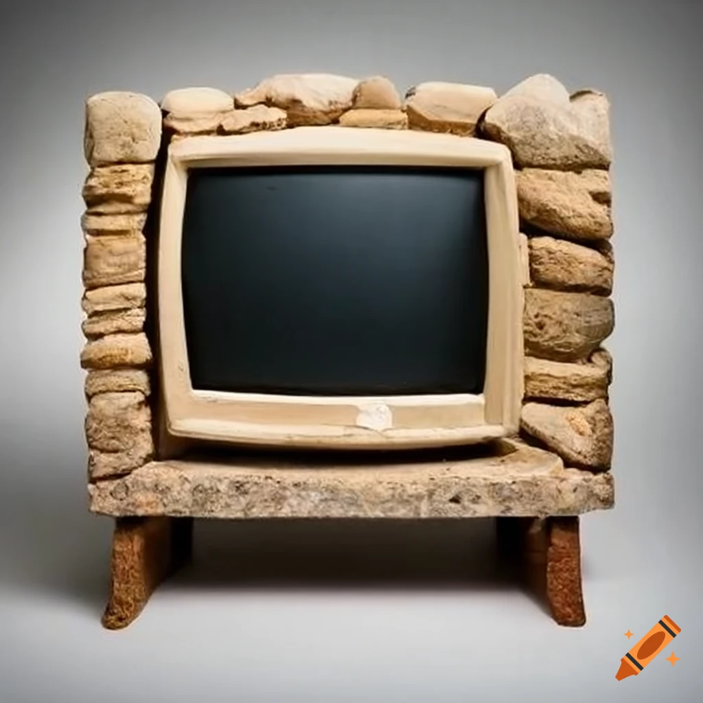 Stone television made with stones on Craiyon