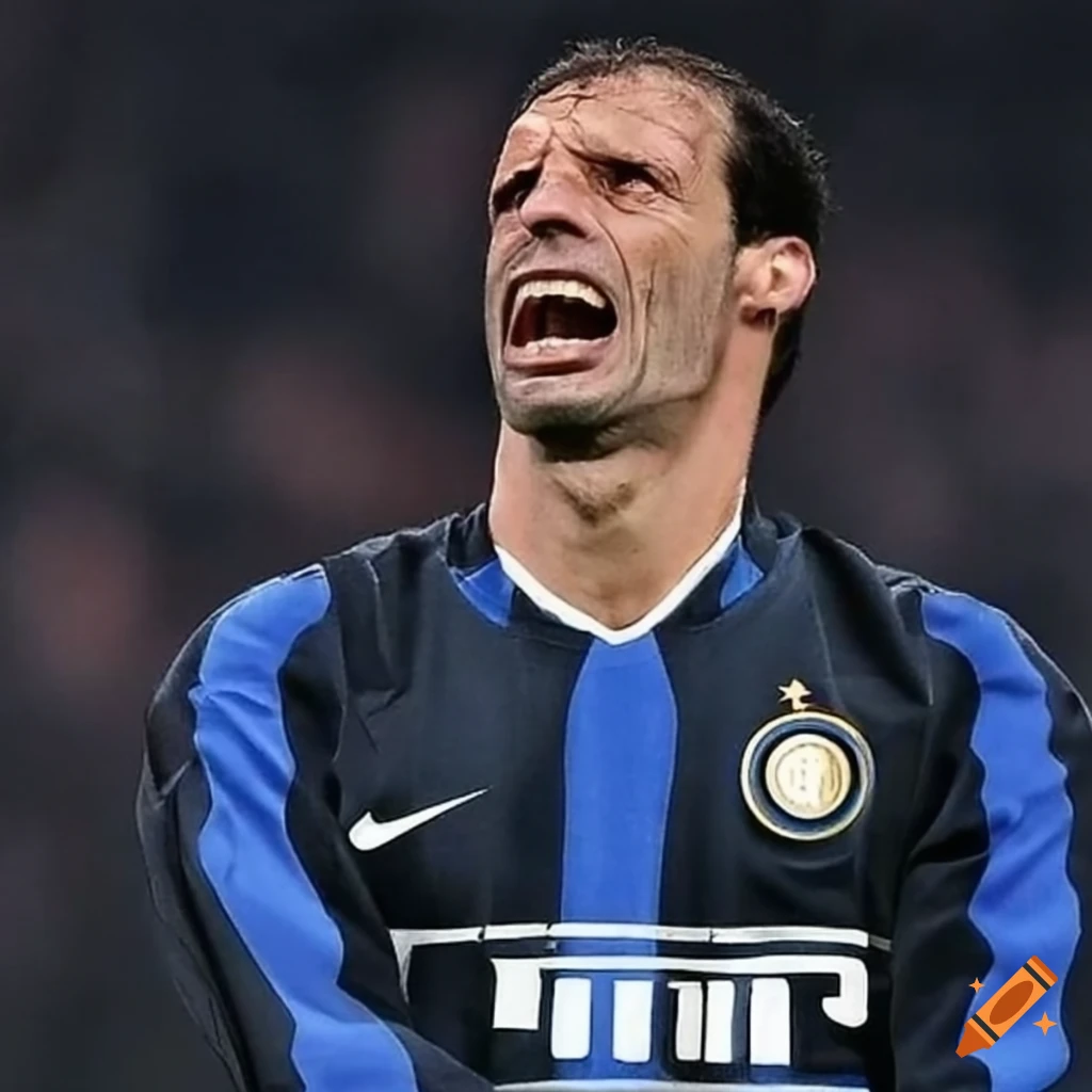 Funny image of allegri crying in inter shirt on Craiyon