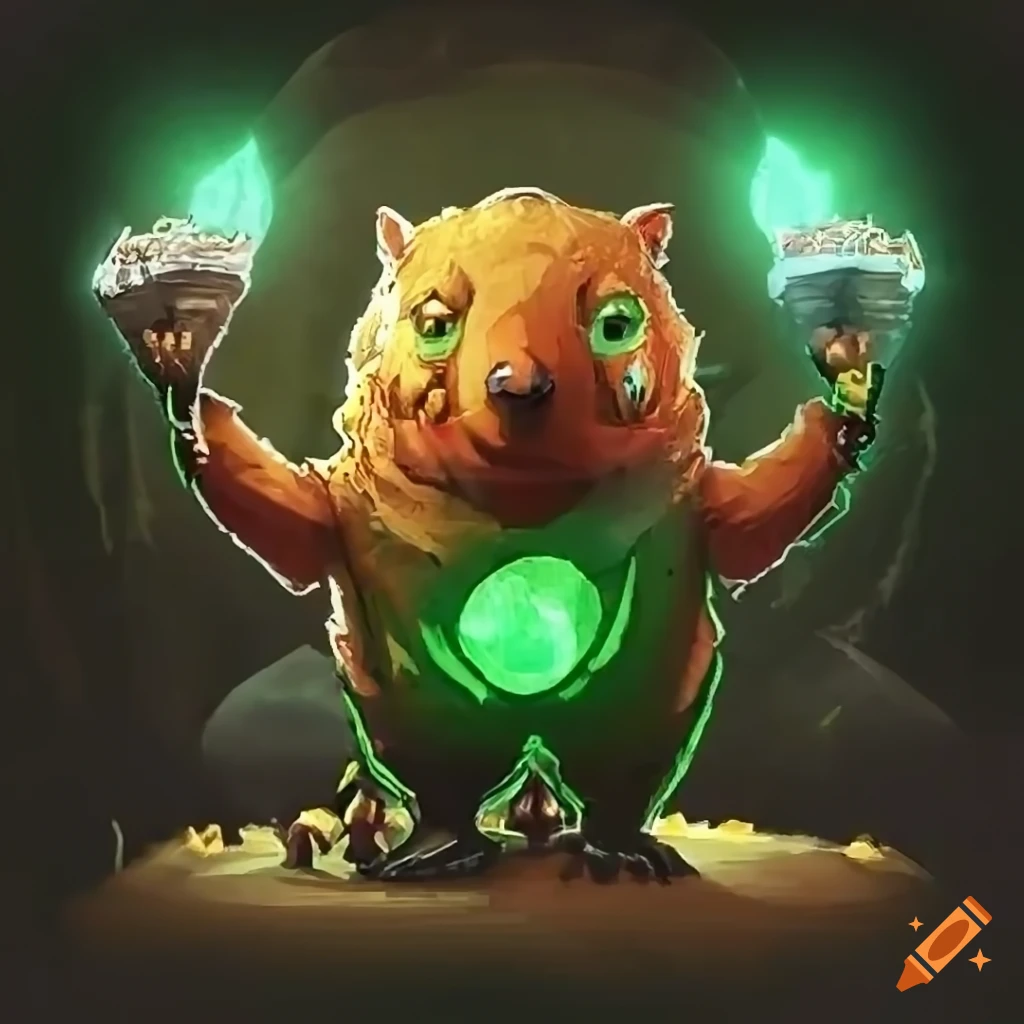 Futuristic wombat mining tokens in a crystal cavern on Craiyon