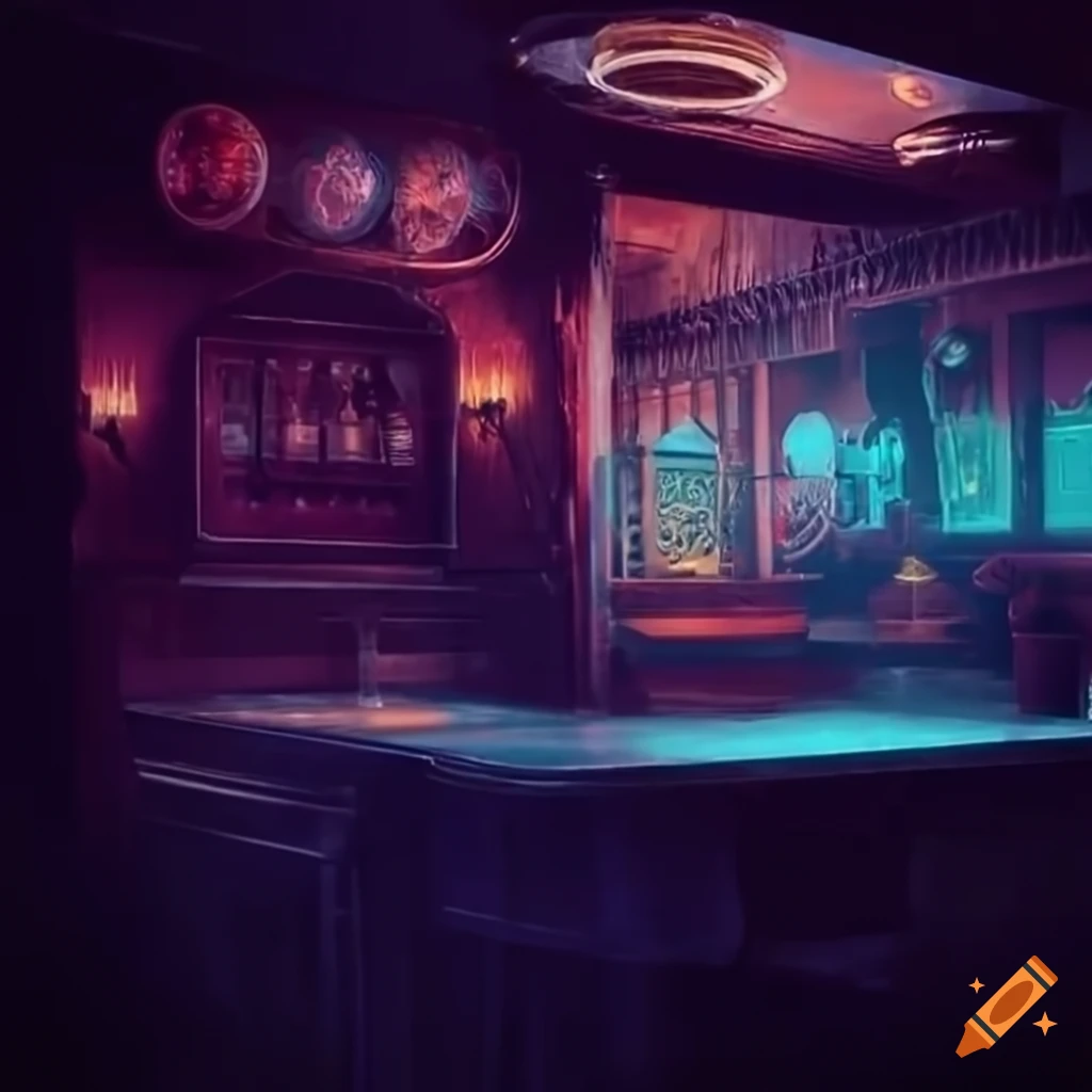 Biker bar with cinematic lighting atmosphere on Craiyon