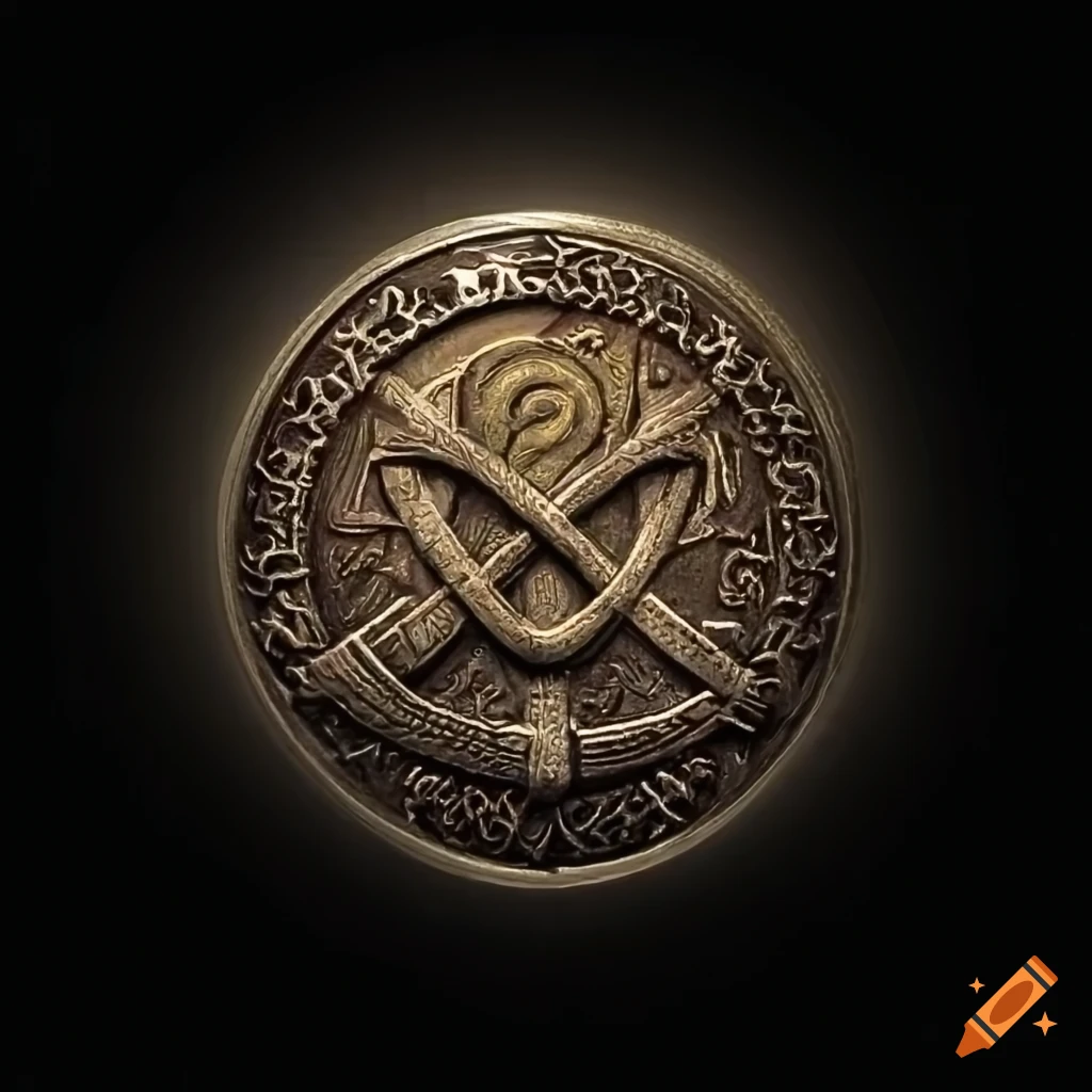 Intricately detailed fantasy coin with enchanted change and fate symbol ...